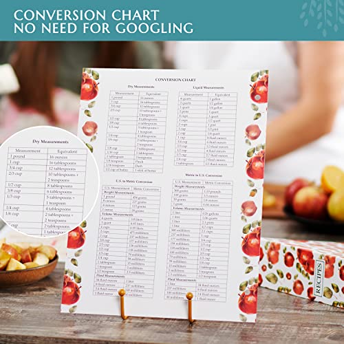 Recipe Binder – Write 100 Favorite Recipes on 50 Double Sided Blank Recipe Cards (8.5x11 in) w/ 50 Protective Sleeves & Add 200 Printed Recipes – Incl. Conversion Chart & 7 Menu Dividers