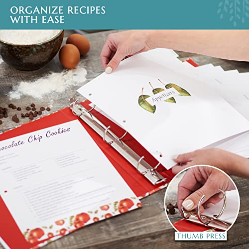 Recipe Binder – Write 100 Favorite Recipes on 50 Double Sided Blank Recipe Cards (8.5x11 in) w/ 50 Protective Sleeves & Add 200 Printed Recipes – Incl. Conversion Chart & 7 Menu Dividers