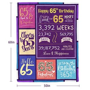 65th Birthday Gifts for Women Blanket,65th Birthday Decorations for Women,65th Birthday Gifts for Men,Gifts for 65 Year Old Woman,1958 Birthday Gifts for Women,Her,Him,Sister Throw Blanket 60"x50"