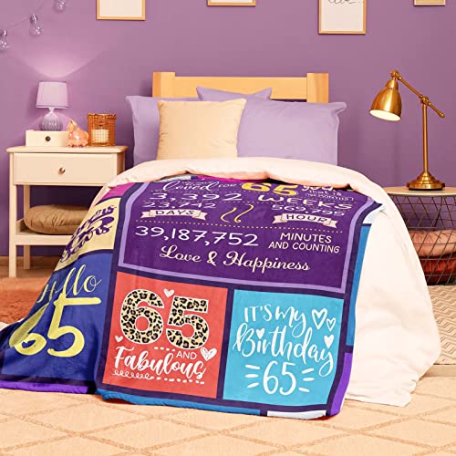 65th Birthday Gifts for Women Blanket,65th Birthday Decorations for Women,65th Birthday Gifts for Men,Gifts for 65 Year Old Woman,1958 Birthday Gifts for Women,Her,Him,Sister Throw Blanket 60"x50"