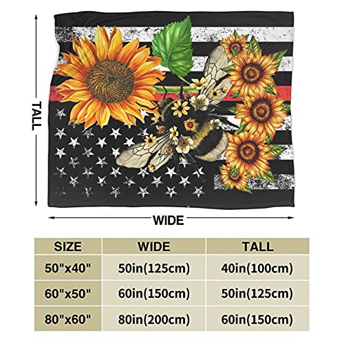 Sunflower Blanket，American Flag Throw Blanket，Bee Honey Ultra Soft Microplush Bed Blanket Sunflower Gifts for Women