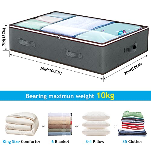 35L Clothes Storage & 90L Underbed Storage Bags, Clothes Storage Bins Foldable Closet Organizers with Durable Handles with Clear Window for Clothes Pillow Blankets Bedding