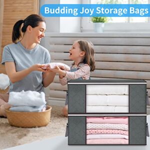 35L Clothes Storage & 90L Underbed Storage Bags, Clothes Storage Bins Foldable Closet Organizers with Durable Handles with Clear Window for Clothes Pillow Blankets Bedding