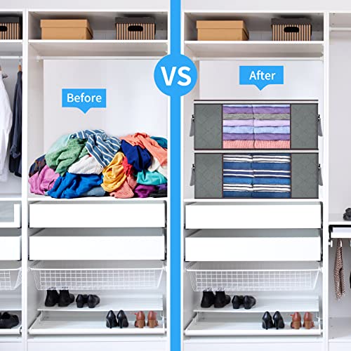 35L Clothes Storage & 90L Underbed Storage Bags, Clothes Storage Bins Foldable Closet Organizers with Durable Handles with Clear Window for Clothes Pillow Blankets Bedding