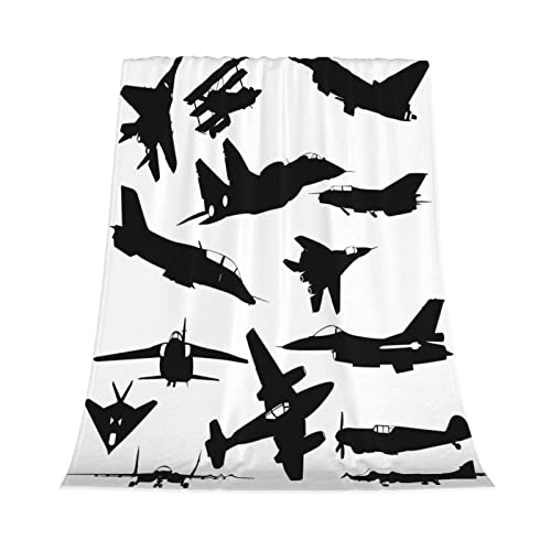 Fighter Jet Plane Soft Throw Blanket All Season Microplush Warm Blankets Lightweight Tufted Fuzzy Flannel Fleece Throws Blanket for Bed Sofa Couch 60"x50"