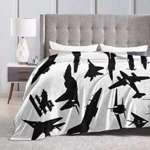 Fighter Jet Plane Soft Throw Blanket All Season Microplush Warm Blankets Lightweight Tufted Fuzzy Flannel Fleece Throws Blanket for Bed Sofa Couch 60"x50"