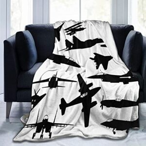 Fighter Jet Plane Soft Throw Blanket All Season Microplush Warm Blankets Lightweight Tufted Fuzzy Flannel Fleece Throws Blanket for Bed Sofa Couch 60"x50"