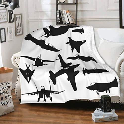 Fighter Jet Plane Soft Throw Blanket All Season Microplush Warm Blankets Lightweight Tufted Fuzzy Flannel Fleece Throws Blanket for Bed Sofa Couch 60"x50"