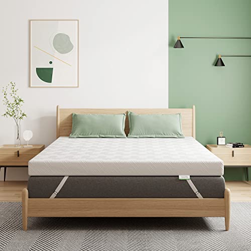 Novilla Queen Mattress Topper, 4 Inch Gel Memory Foam Mattress Topper Queen Enhance Cooling, Motion Isolation & Pressure Relieving, Non-Slip Design with Breathable Bamboo Charcoal Cover