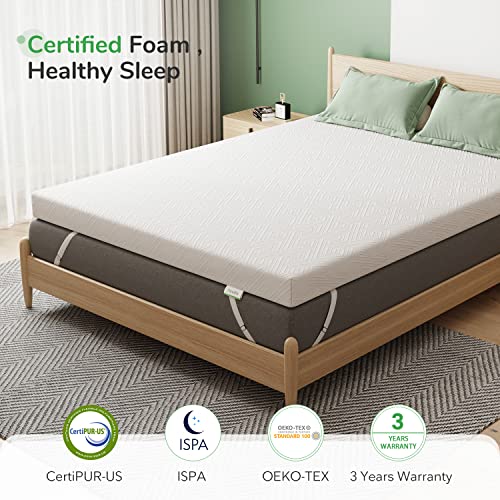 Novilla Queen Mattress Topper, 4 Inch Gel Memory Foam Mattress Topper Queen Enhance Cooling, Motion Isolation & Pressure Relieving, Non-Slip Design with Breathable Bamboo Charcoal Cover