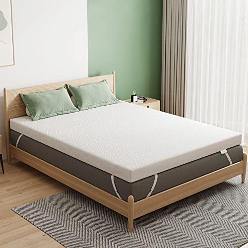 Novilla Queen Mattress Topper, 4 Inch Gel Memory Foam Mattress Topper Queen Enhance Cooling, Motion Isolation & Pressure Relieving, Non-Slip Design with Breathable Bamboo Charcoal Cover