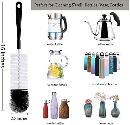 ALINK 8-Pack Bottle Cleaning Brush Set - Long Handle Black Bottle Cleaner for Washing Narrow Wine/Beer Bottles/Thermos/Flask Tumbler/Sport Well/Kettle/Lid Brush, Straw Brush