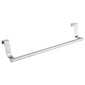 cabinet drawer towel hanging rack stainless steel storage holder over door hanger kitchen bathroom save space silver(long type)