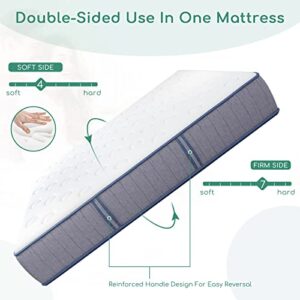 Memory Foam and Innerspring Hybrid Mattress, 14-Inch California King Size Mattress, Two-Sided Flippable Medium Firm Mattress with 2 Bonus Pillows, Bed-in-a-Box, CertiPUR-US