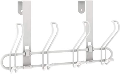 Franklin Brass OTDW04F-W-C 4-Hook Wire Over The Door Storage Rack, White