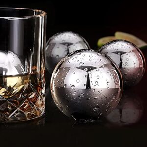 Whiskey Balls Reusable Stainless Steel Metal Ice Sphere Cubes Beverage Chilling Rocks Whiskey Stones for Red Wine, Bar Beer, Scotch, Vodka Drinks