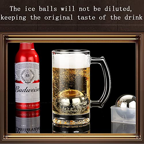 Whiskey Balls Reusable Stainless Steel Metal Ice Sphere Cubes Beverage Chilling Rocks Whiskey Stones for Red Wine, Bar Beer, Scotch, Vodka Drinks