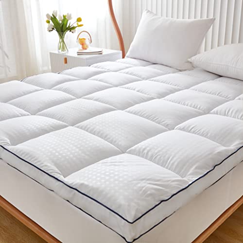 Twin Size Mattress Pad Topper - Extra Thick Quilted Fitted Mattress Protector Pillow Cotton Top with 21" Deep Pocket for 8-24 inches Mattress,Soft and Breathable Bed Topper Cover