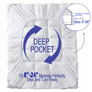 Twin Size Mattress Pad Topper - Extra Thick Quilted Fitted Mattress Protector Pillow Cotton Top with 21" Deep Pocket for 8-24 inches Mattress,Soft and Breathable Bed Topper Cover