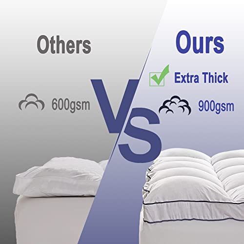 Twin Size Mattress Pad Topper - Extra Thick Quilted Fitted Mattress Protector Pillow Cotton Top with 21" Deep Pocket for 8-24 inches Mattress,Soft and Breathable Bed Topper Cover