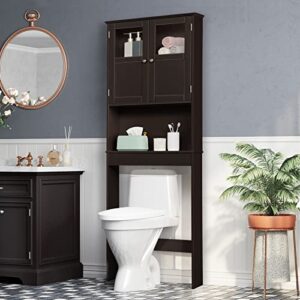 fch over the toilet storage space saver bathroom cabinet organizer storage cabinet brown