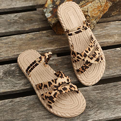 Sliders Girls Sandals for Women Flat Slippers Flip Flops Shoes Summer Casual Comfortable Beach Bohemia Shoes (Brown, 42)