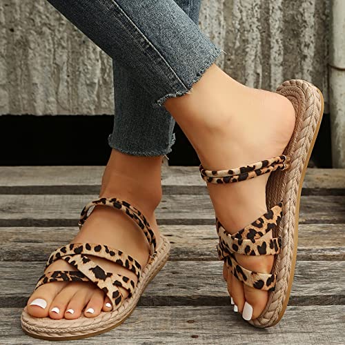 Sliders Girls Sandals for Women Flat Slippers Flip Flops Shoes Summer Casual Comfortable Beach Bohemia Shoes (Brown, 42)