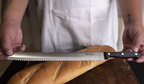 HUMBEE Chef Serrated Bread Knife For Home Kitchens Bread Knife 12 Inch Black