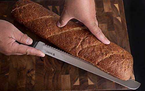 HUMBEE Chef Serrated Bread Knife For Home Kitchens Bread Knife 12 Inch Black