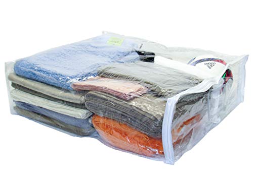 Clear Vinyl Zippered Storage Bags 24 x 27 x 7 Inch 5-Pack for Comforters and Bedding Sets