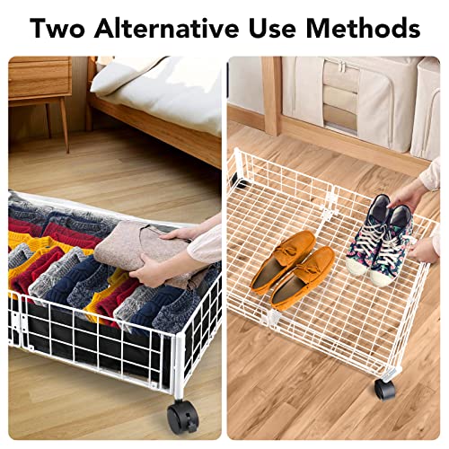 Under Bed Storage with Wheels,Under Bed Storage Containers,Underbed Storage Containers,Under Bed Shoe Storage Organizer Drawer,Under the Bed Storage Containers for Bedroom Clothes Shoes Blankets -2PC