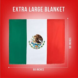 Mexican Flag Throw Blanket, Super-Soft Extra-Large Mexico Flag Blanket for Men, Women, Teens and Children, Cute Fleece Mexican Blanket (50in x 60in) Warm and Cozy Throw for Bed, Couch, or Traveling