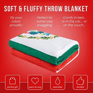 Mexican Flag Throw Blanket, Super-Soft Extra-Large Mexico Flag Blanket for Men, Women, Teens and Children, Cute Fleece Mexican Blanket (50in x 60in) Warm and Cozy Throw for Bed, Couch, or Traveling