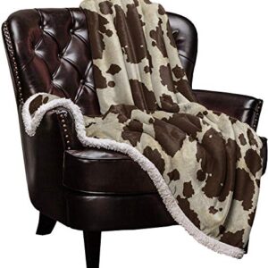 CosyBright Throw Blanket Warm Fuzzy Plush Cowhide Cow Print Fleece Blanket Lightweight Blankets King Size- Super Soft for Sofa Bed Couch All Season- Graffie