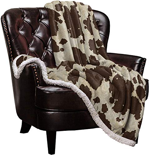 CosyBright Throw Blanket Warm Fuzzy Plush Cowhide Cow Print Fleece Blanket Lightweight Blankets King Size- Super Soft for Sofa Bed Couch All Season- Graffie