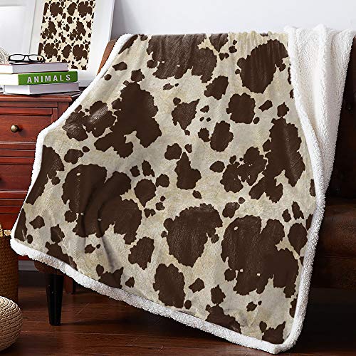 CosyBright Throw Blanket Warm Fuzzy Plush Cowhide Cow Print Fleece Blanket Lightweight Blankets King Size- Super Soft for Sofa Bed Couch All Season- Graffie