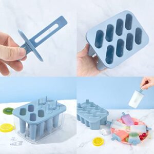 Korlon Popsicle Molds, 8 Cavity Popsicle Maker Molds Set, Homemade Ice Popsicles Molds for Kids with Sticks & Brush & Funnel for Making Yogurt Juice Smoothies