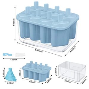 Korlon Popsicle Molds, 8 Cavity Popsicle Maker Molds Set, Homemade Ice Popsicles Molds for Kids with Sticks & Brush & Funnel for Making Yogurt Juice Smoothies