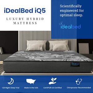 iDealBed iQ5 Luxury Hybrid Mattress and Adjustable Bed Sleep System, Pressure Relief Sleep, Zero Gravity, Anti-Snore, Custom Comfort Positions (Queen, Luxury Firm (Medium Firm) + 3i Custom)