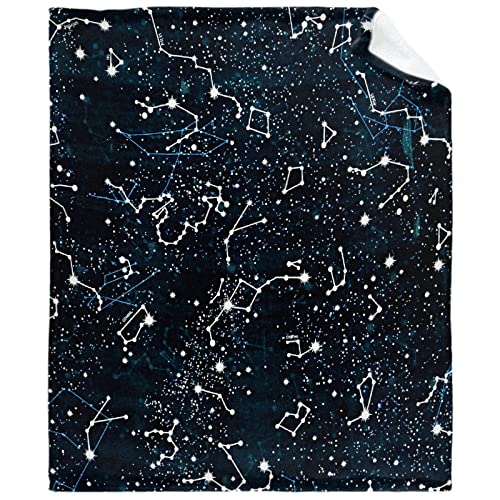 Constellation Space Big Blanket Throw, Flannel Fleece Cozy Microfiber for Couch Home Bed Sofa Travel Lap Chairs Dorm, The Best Celestial Star Gift for Son Daughter Mom 80"x60" Blanket for Adults