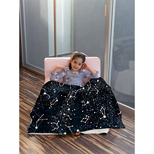 Constellation Space Big Blanket Throw, Flannel Fleece Cozy Microfiber for Couch Home Bed Sofa Travel Lap Chairs Dorm, The Best Celestial Star Gift for Son Daughter Mom 80"x60" Blanket for Adults