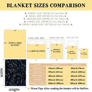 Constellation Space Big Blanket Throw, Flannel Fleece Cozy Microfiber for Couch Home Bed Sofa Travel Lap Chairs Dorm, The Best Celestial Star Gift for Son Daughter Mom 80"x60" Blanket for Adults