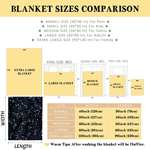 Constellation Space Big Blanket Throw, Flannel Fleece Cozy Microfiber for Couch Home Bed Sofa Travel Lap Chairs Dorm, The Best Celestial Star Gift for Son Daughter Mom 80"x60" Blanket for Adults