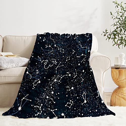 Constellation Space Big Blanket Throw, Flannel Fleece Cozy Microfiber for Couch Home Bed Sofa Travel Lap Chairs Dorm, The Best Celestial Star Gift for Son Daughter Mom 80"x60" Blanket for Adults