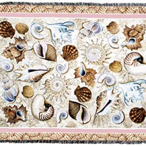 Pure Country Weavers Seashells Blanket by Elena Vladykina - Coastal Ocean Beach Gift Tapestry Throw Woven from Cotton - Made in The USA (72x54)