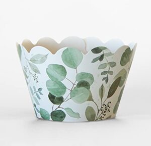 24 floral cupcake wrappers (eucalyptus greenery)