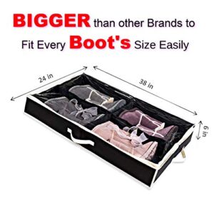 Woffit Under the Bed Boot Organizer Fits 4 Pairs of Large Boots – Sturdy & Breathable Materials – Underbed Storage Solution for Kids Men & Women Boots – Great Space Saver for Your Closet!