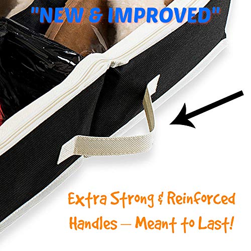 Woffit Under the Bed Boot Organizer Fits 4 Pairs of Large Boots – Sturdy & Breathable Materials – Underbed Storage Solution for Kids Men & Women Boots – Great Space Saver for Your Closet!