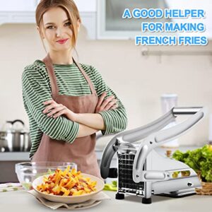 French Fry Cutter with 2 Blades, Professional Potato Cutter Stainless Steel, Potato Slicer French Fries, Press French Fries Cutter for Potato