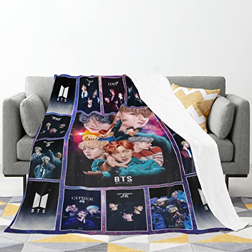 Kpop Blankets Soft Warm Blanket Ultra Cozy Plush Lightweight Galaxy-Background Throw Blankets Fans Gifts Merchandise Flannel Fuzzy for Sofa Bed Couch (Kpop 3D Print Blanket, 50" X 40")